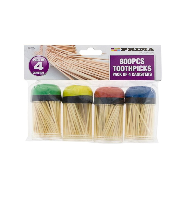 Prima Toothpicks Canisters 800 Pieces 4 Assorted — HowTo